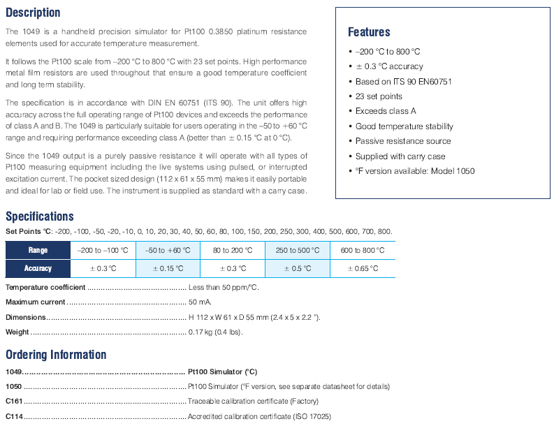 세인교정기기(주) - 제품소개 - 11. 전기(저항,안전,솔라) - ② Resistance Decade Box Pt100 Simulator 1049