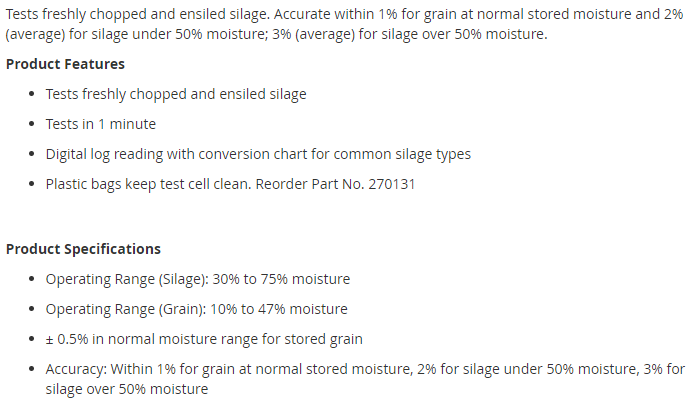 세인교정기기(주) - 제품소개 - 9. 수분측정기 - ① 수분측정기 휴대용 곡물 목초 수분측정기 The Farmex 1210 ...