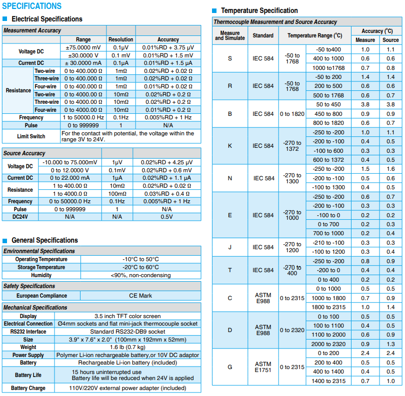 세인교정기기(주) - 제품소개 - 1. 온도 (접촉식) - ⑥ 다기능포터블교정기 Multifunction Documenting ...