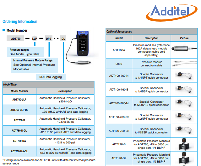 세인교정기기(주) - 제품소개 - 12. 기타(경사,힘,토크) - ⑩ 기타 휴대용자동압력교정기 Additel 760-LLP