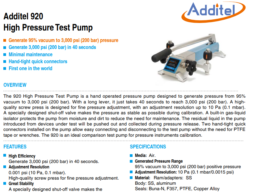 세인교정기기(주) - 제품소개 - 3. 압력측정교정기 - ⑧ 압력교정용 핸드펌프 High Pressure Test Pump ...
