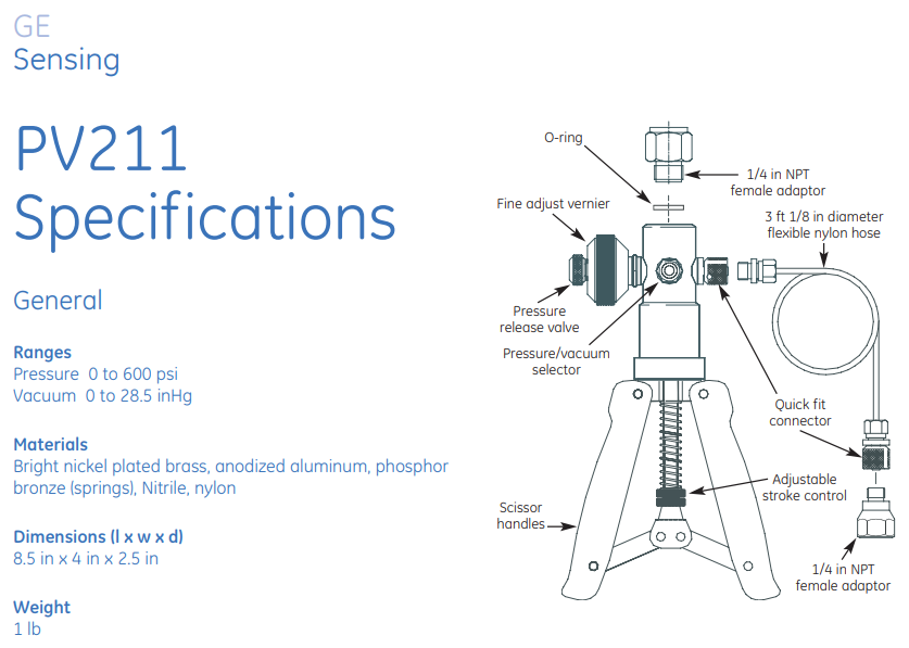 세인교정기기(주) - 제품소개 - 3. 압력측정교정기 - ⑧ 압력교정용 핸드펌프 Pneumatic Pressure and ...