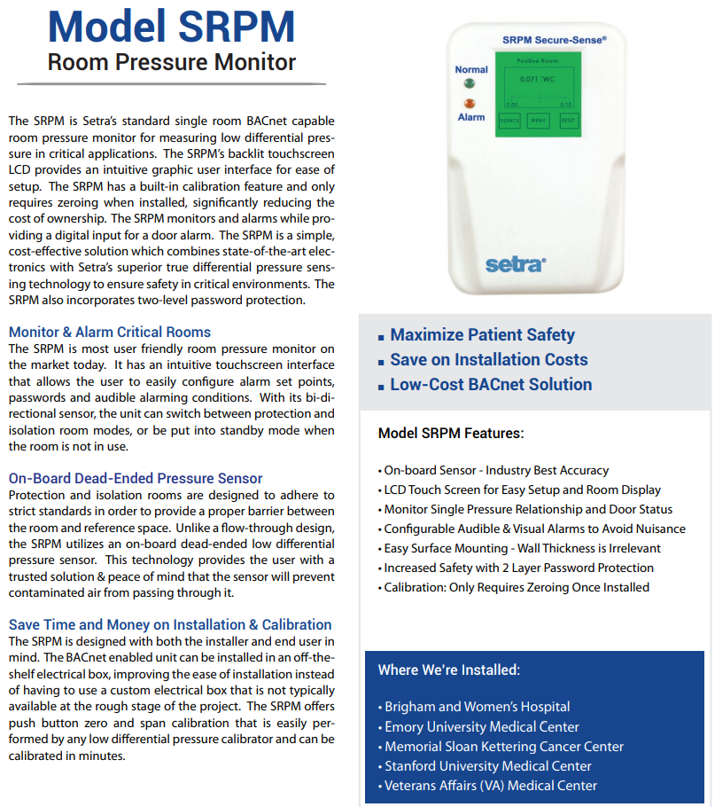 세인교정기기(주) - 제품소개 - 3. 압력측정교정기 - ⑩ 디지털 차압측정기 Room Pressure Monitor ...