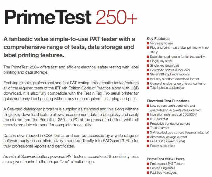 세인교정기기(주) - 제품소개 - 11. 전기(저항,안전,솔라) - ④ 전기안전규격시험기 휴대용 전기안전시험기 PrimeTest ...