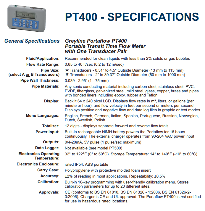 세인교정기기(주) - 제품소개 - 7. 열,유체,유속,유량 - ⑧ 초음파/열식질량유량계 Portable Transit Time ...