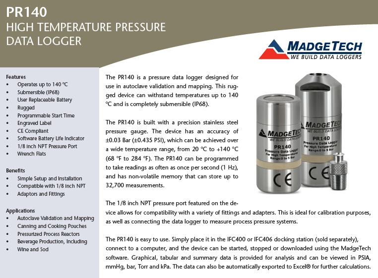 세인교정기기(주) - 제품소개 - 3. 압력측정교정기 - ⑦ 정밀기압계/데이터로거 압력 데이터로거 (5bar) PR140