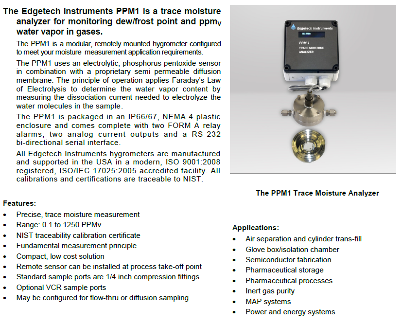 세인교정기기(주) - 제품소개 - 4. 노점,온습도,산소 - ② 휴대용노점계/정밀온습도계 Trace Moisture Analyzer (-20℃..-90℃) PPM1 ...